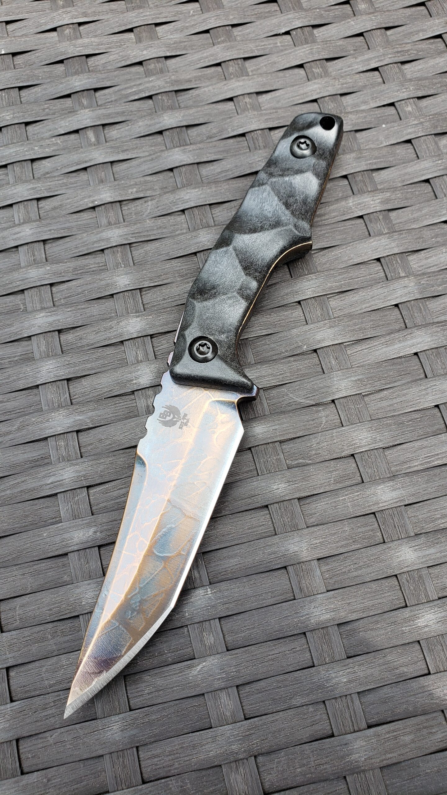 CUSTOM EB-9 Acid Etch with Spectral Patina finish - Bawidamann Blades