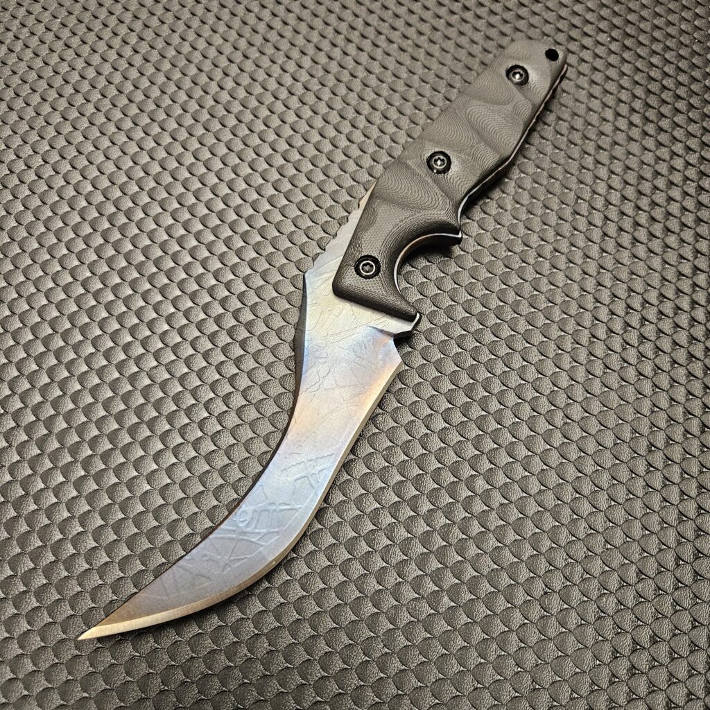 Custom Bad Mojo Acid etched Spectral Patina CPM S45vn - Bawidamann Blades